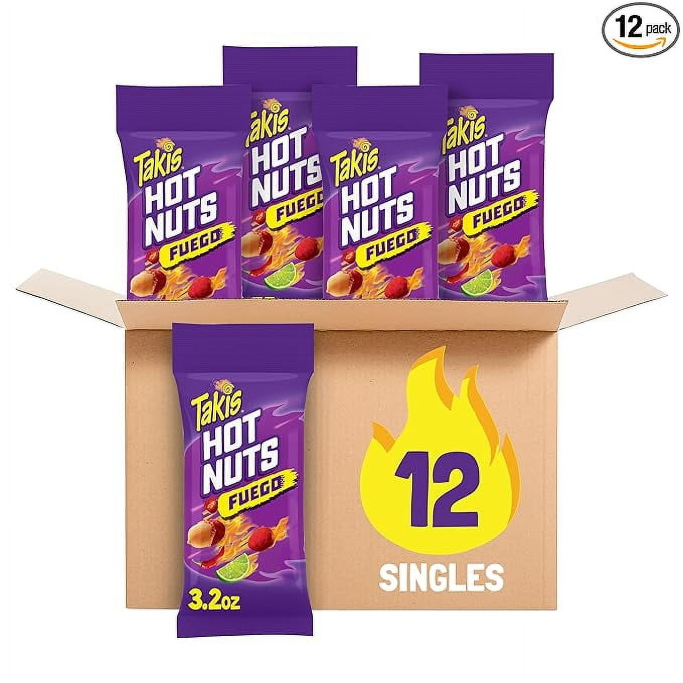 Takis Fuego Hot Nuts 12 pc / 3.2 oz Snack Size Box, Hot Chili Pepper & Lime Flavored Extreme ...