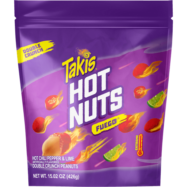 Takis Fuego Hot Nuts 15.02 oz Sharing Size Resealable Bag, Hot Chili Pepper & Lime Double-Crunch ...