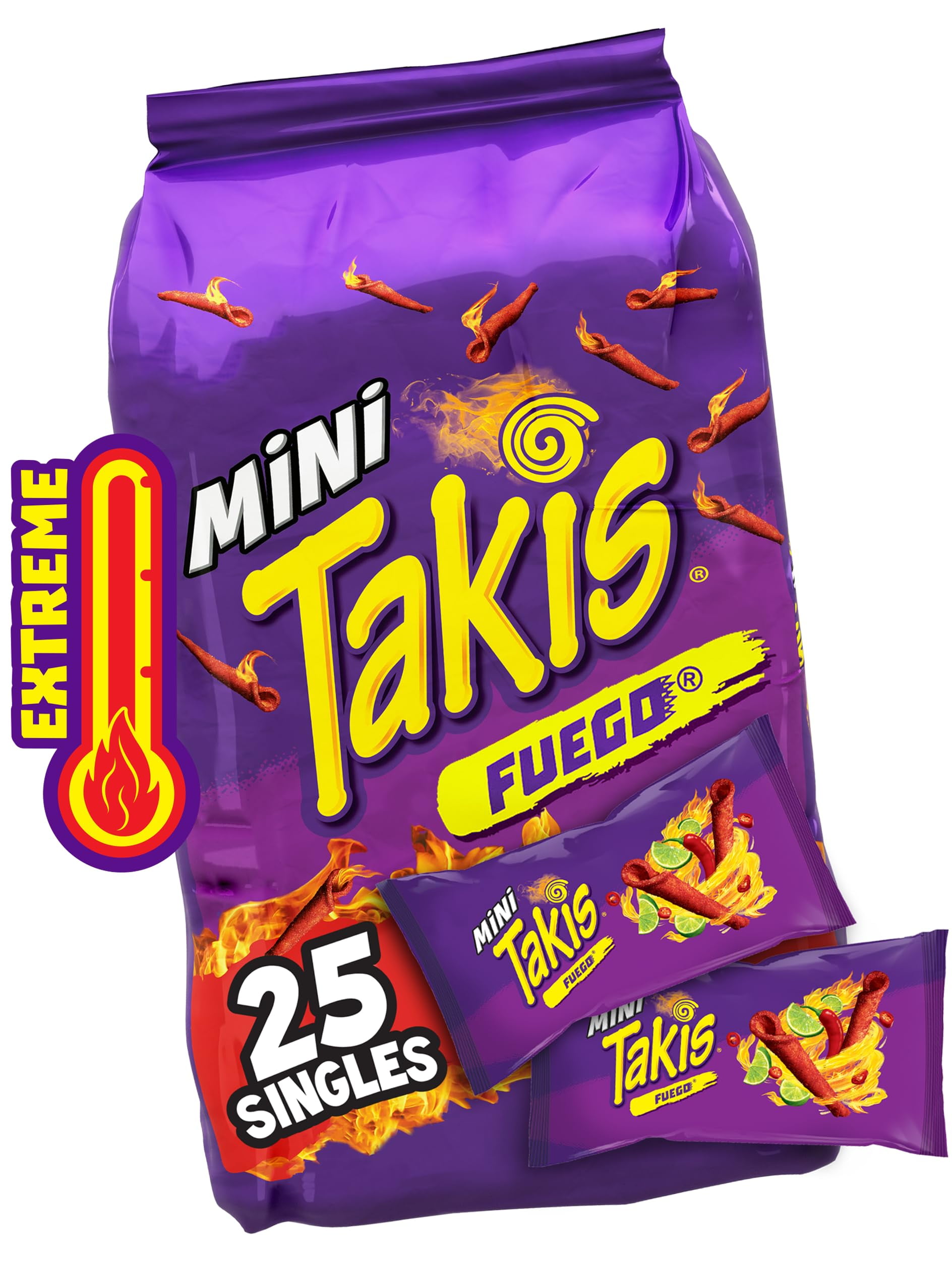 Takis Fuego Mini 25 pc / 1.23 MDH1oz Bite Size Multipack, Hot Chili ...