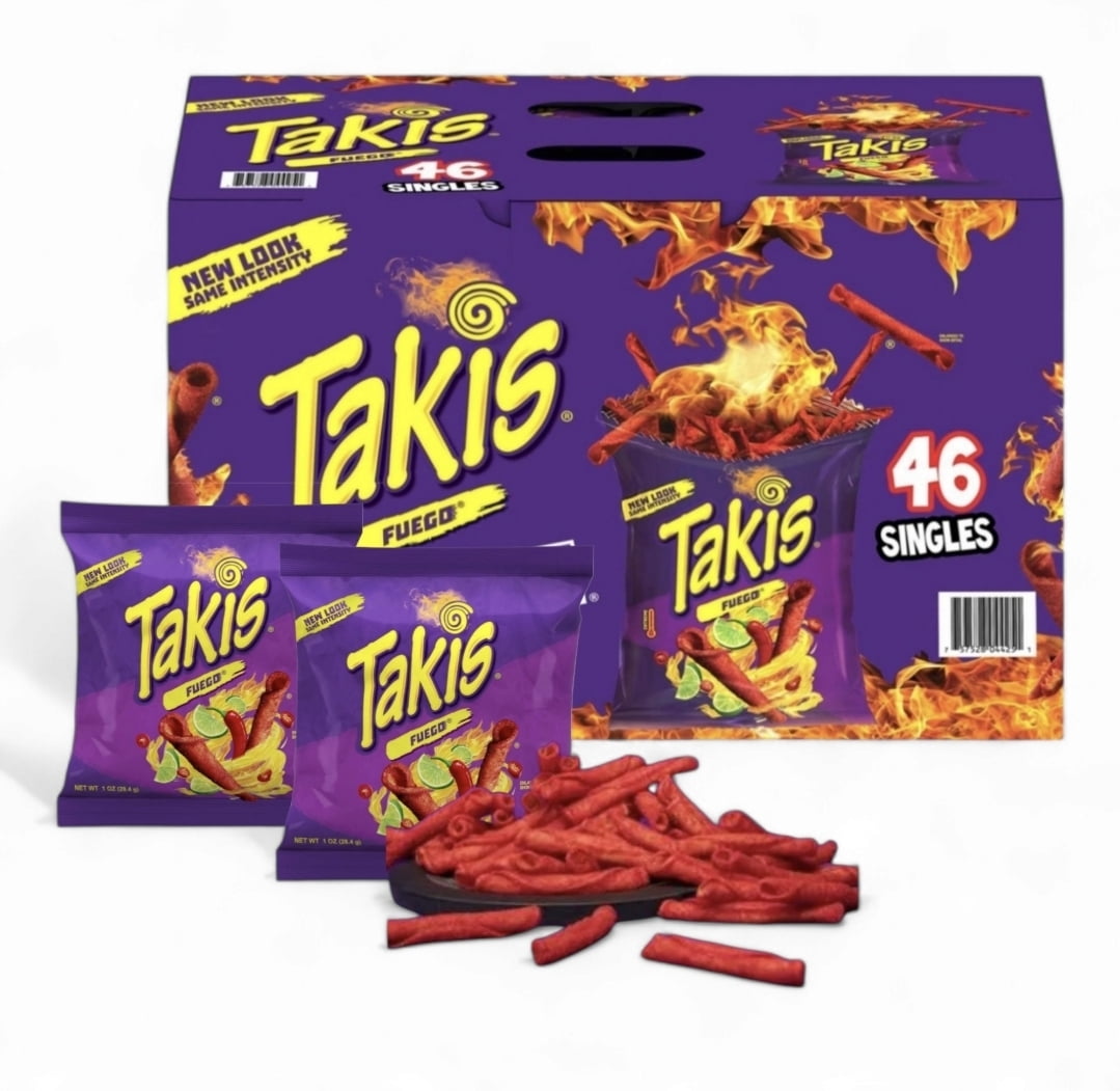 Takis-Fuego Rolled Spicy Tortilla Chips(46 Pack), Hot Chili Pepper Lime ...