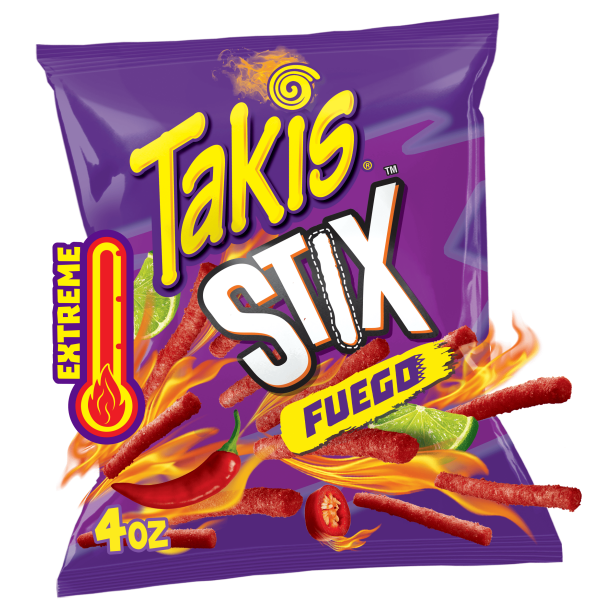 Takis Fuego Stix 4 oz Snack Size Bag, Hot Chili Pepper & Lime Corn ...