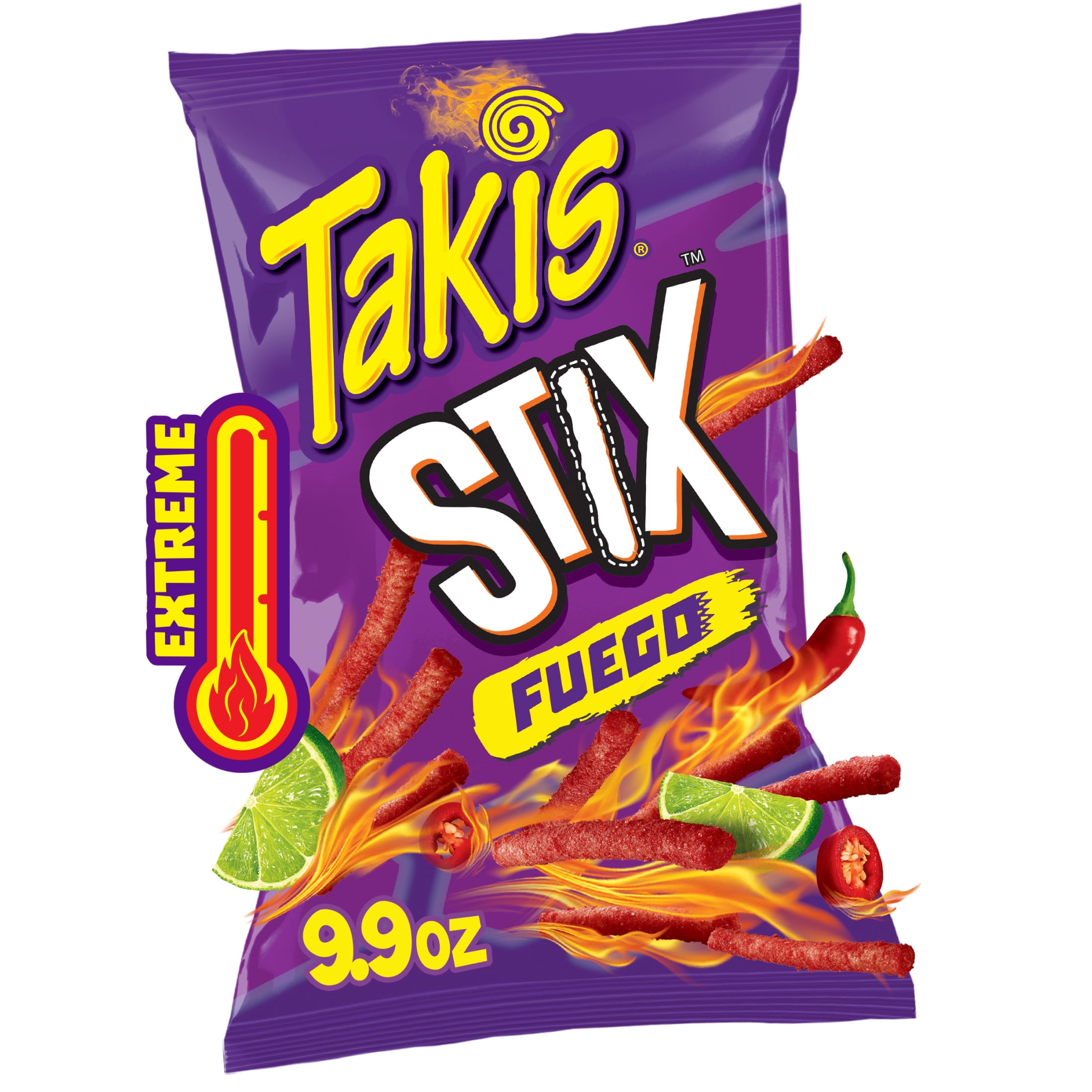 Takis Fuego Stix, Mexican Spicy Chili & Lime Corn Chips, 9.9 oz Sharing ...