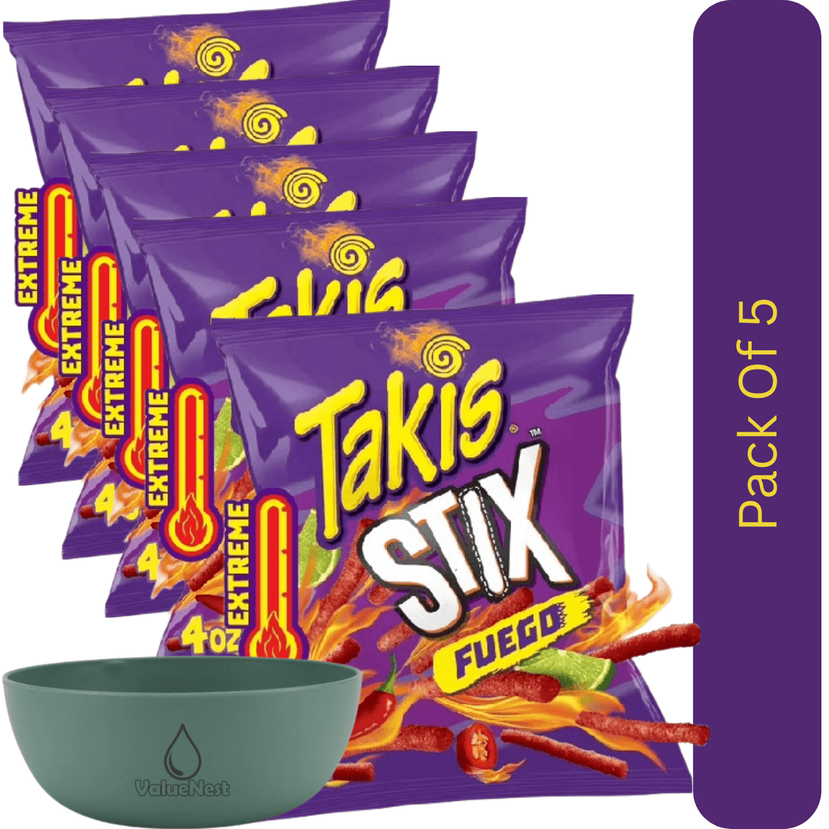 Takis Fuego Stix Fiery Corn Snack Sticks, Hot Chili Pepper & Lime, 4 oz ...
