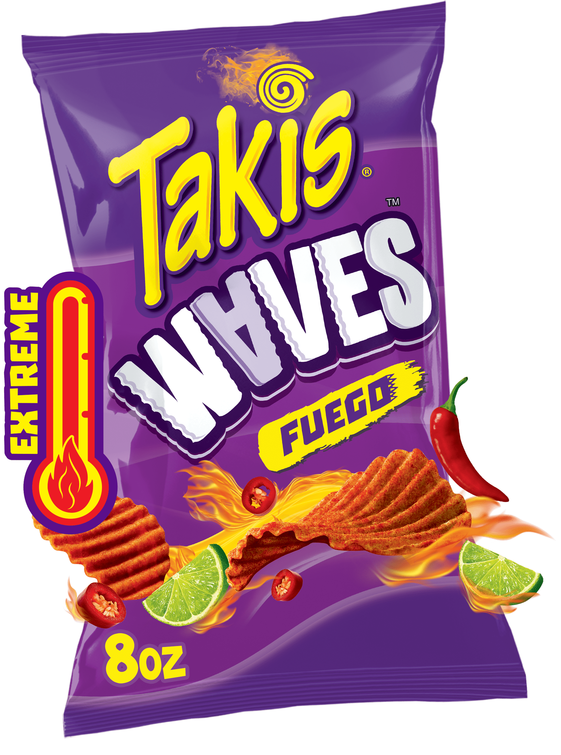 Takis Fuego Waves 8 oz Sharing Size Bag, Hot Chili Pepper & Lime ...