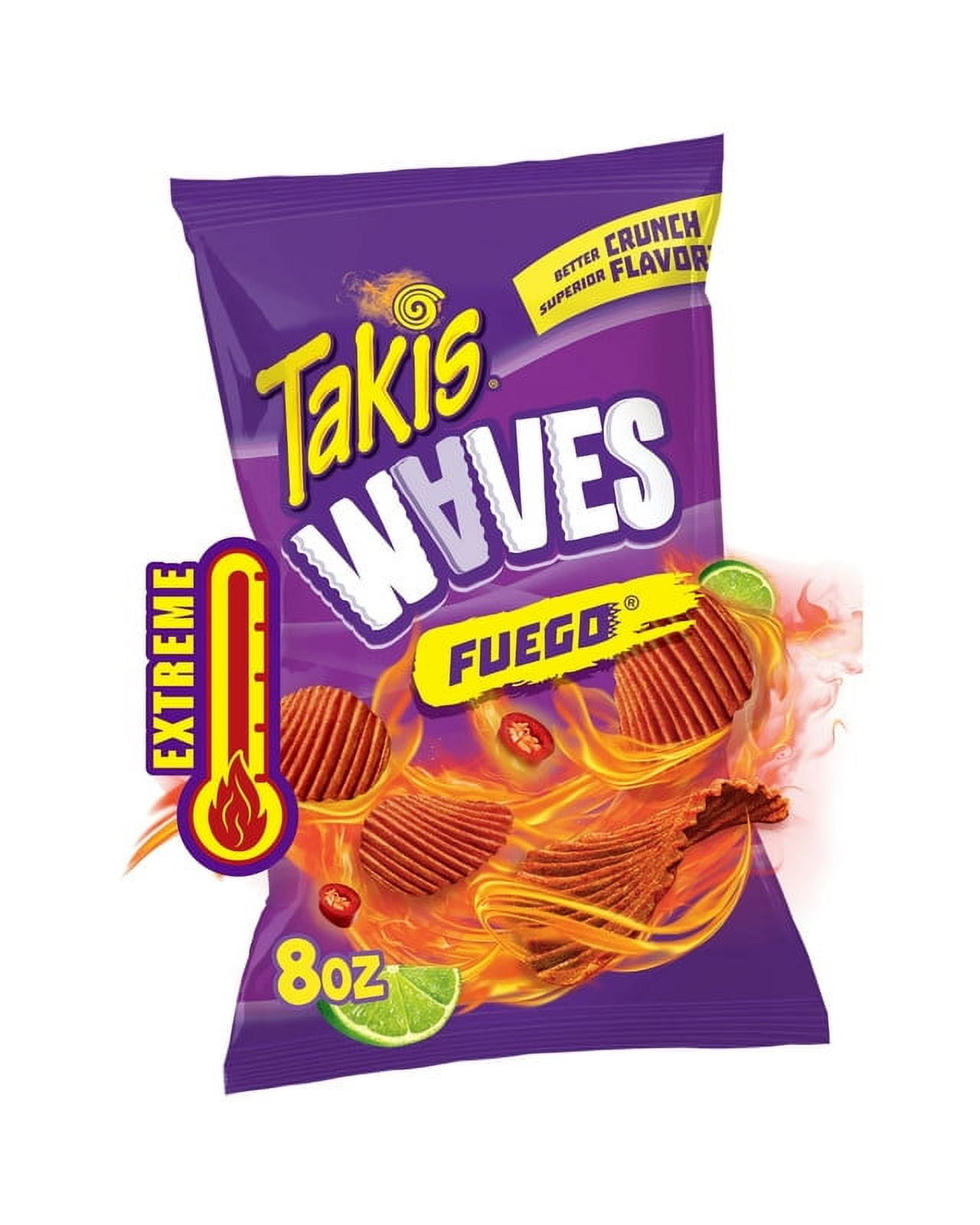 Takis Fuego Waves Sharing Size Bag, Hot Chili Pepper & Lime Wavy Potato ...