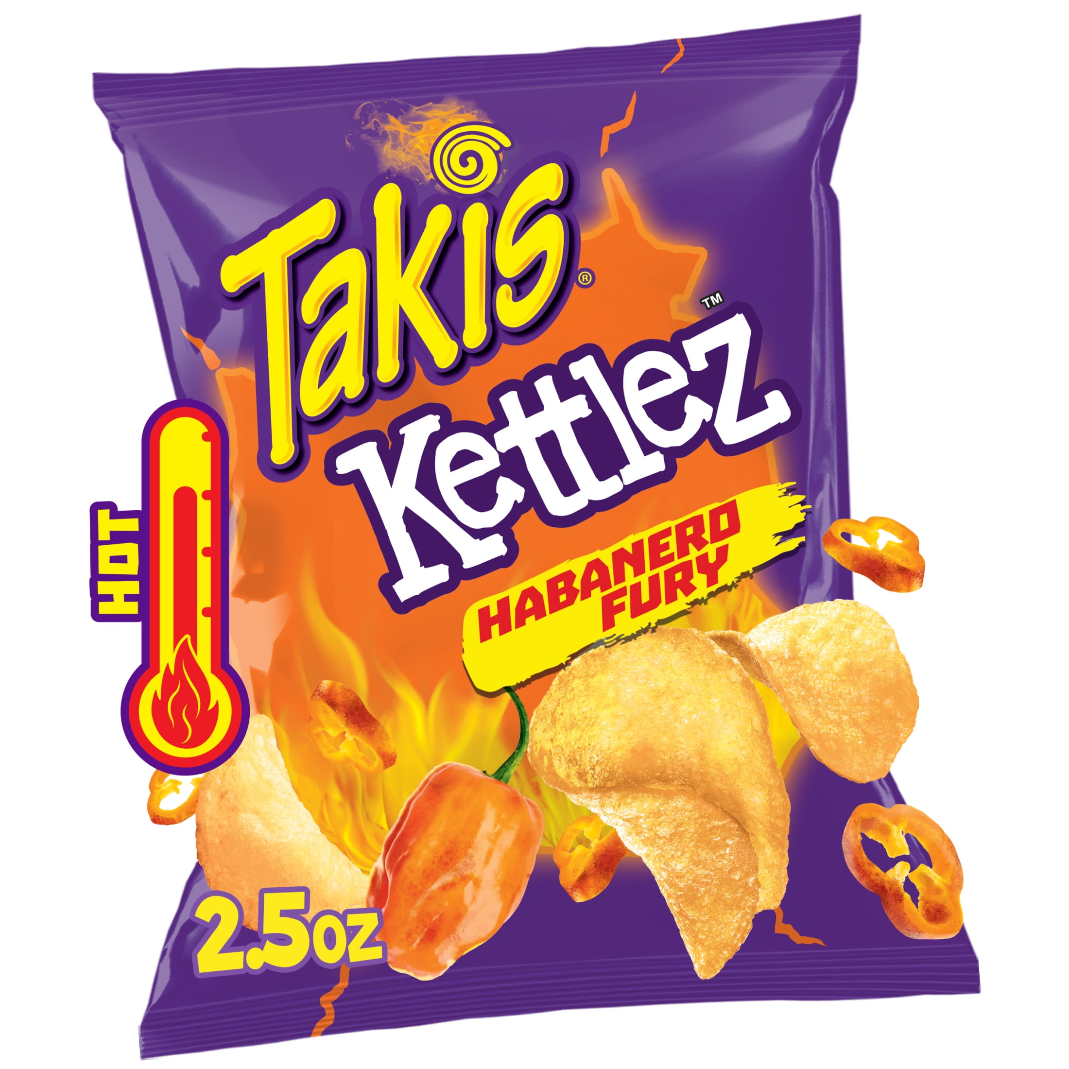 Takis Habanero Fury Kettlez 2.5 oz Snack Size Bag, Habanero Kettle ...