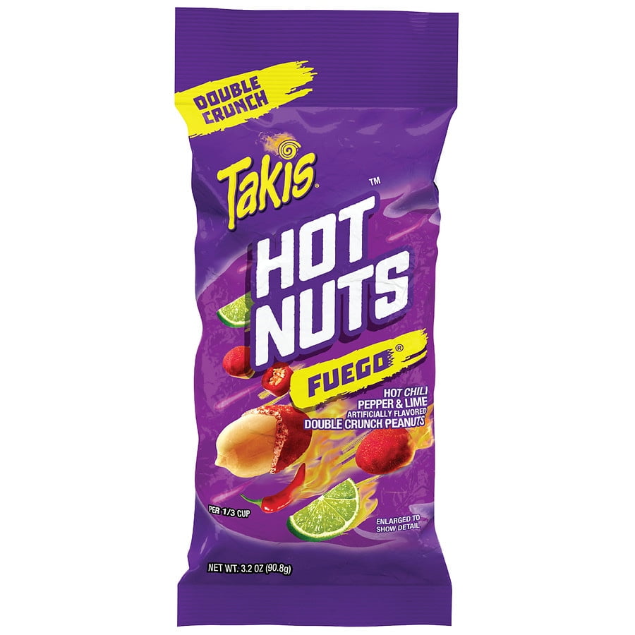 Takis Hot Nuts Fuego Double Crunch Peanuts3.2oz Pack of 2 - Walmart.com