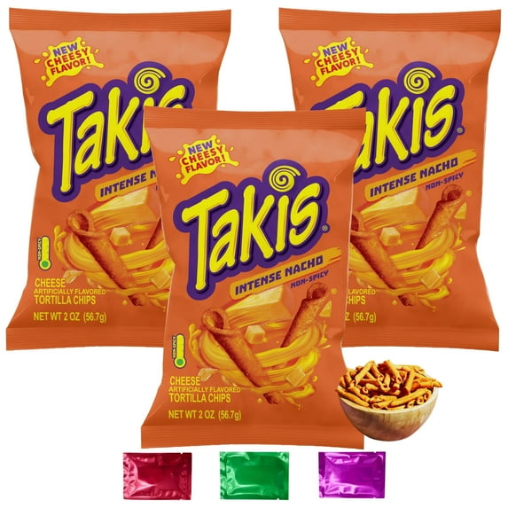 Takis Intense Nacho Tortilla Chips, Cheese Flavored Non-Spicy Snacks ...