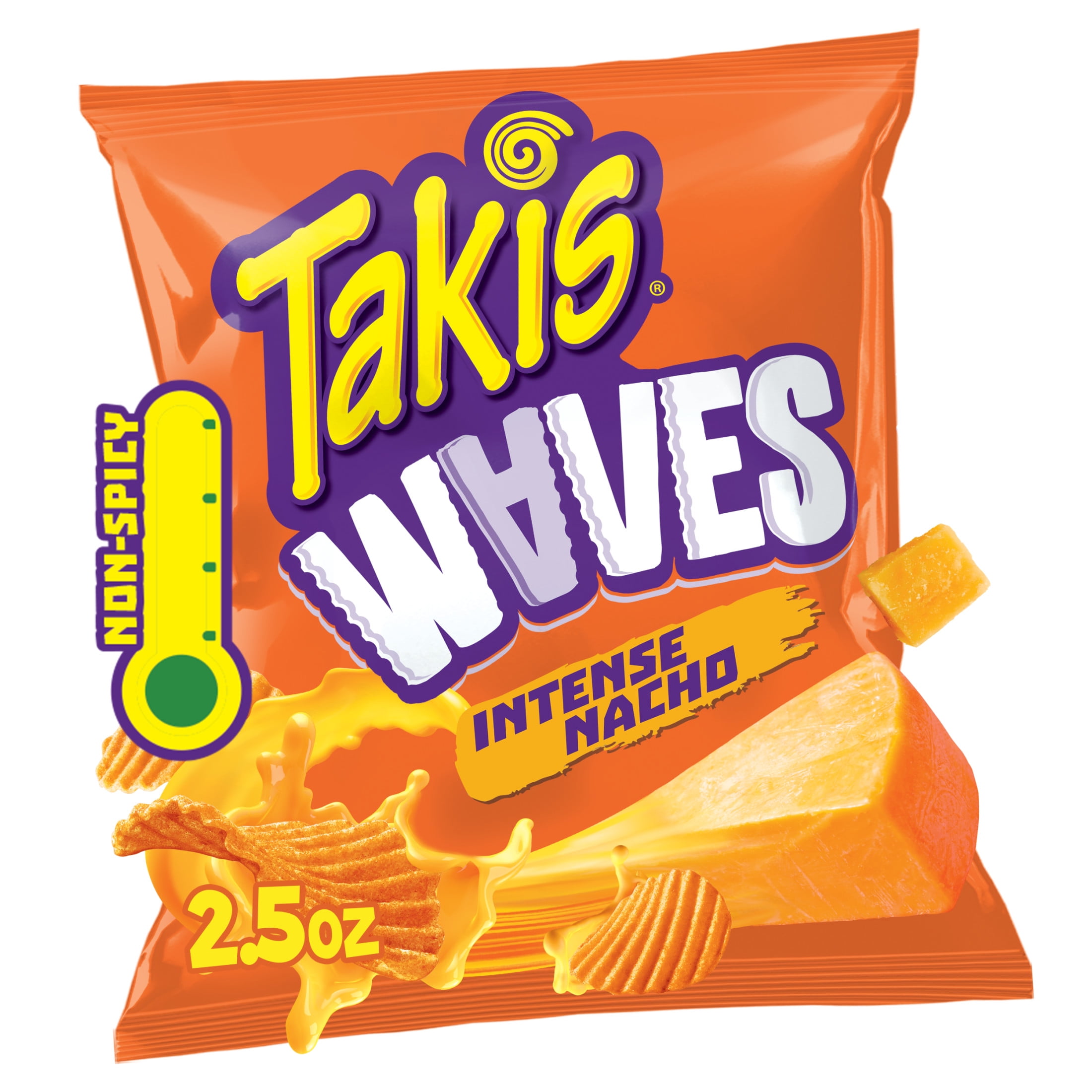 Takis Intense Nacho Waves 2.5 oz Snack Size Bag, Cheese Wavy Potato ...
