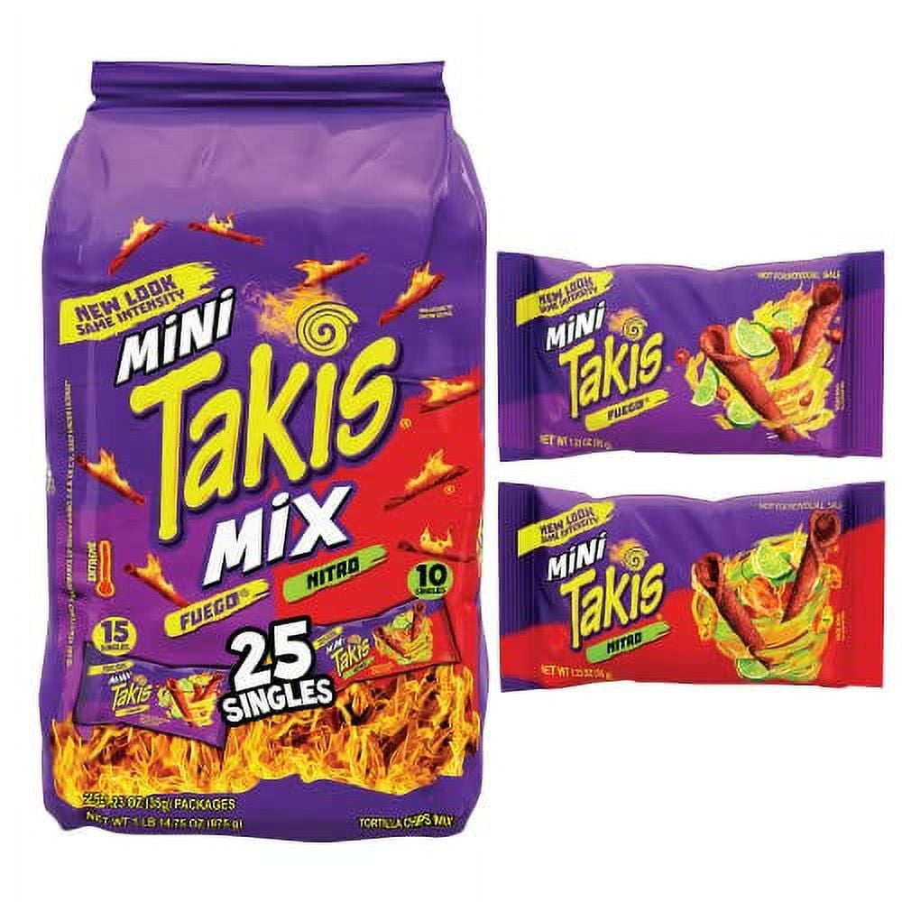 Takis Mini Fuego and Nitro Spicy Rolled Tortilla Chips, Hot Chili ...