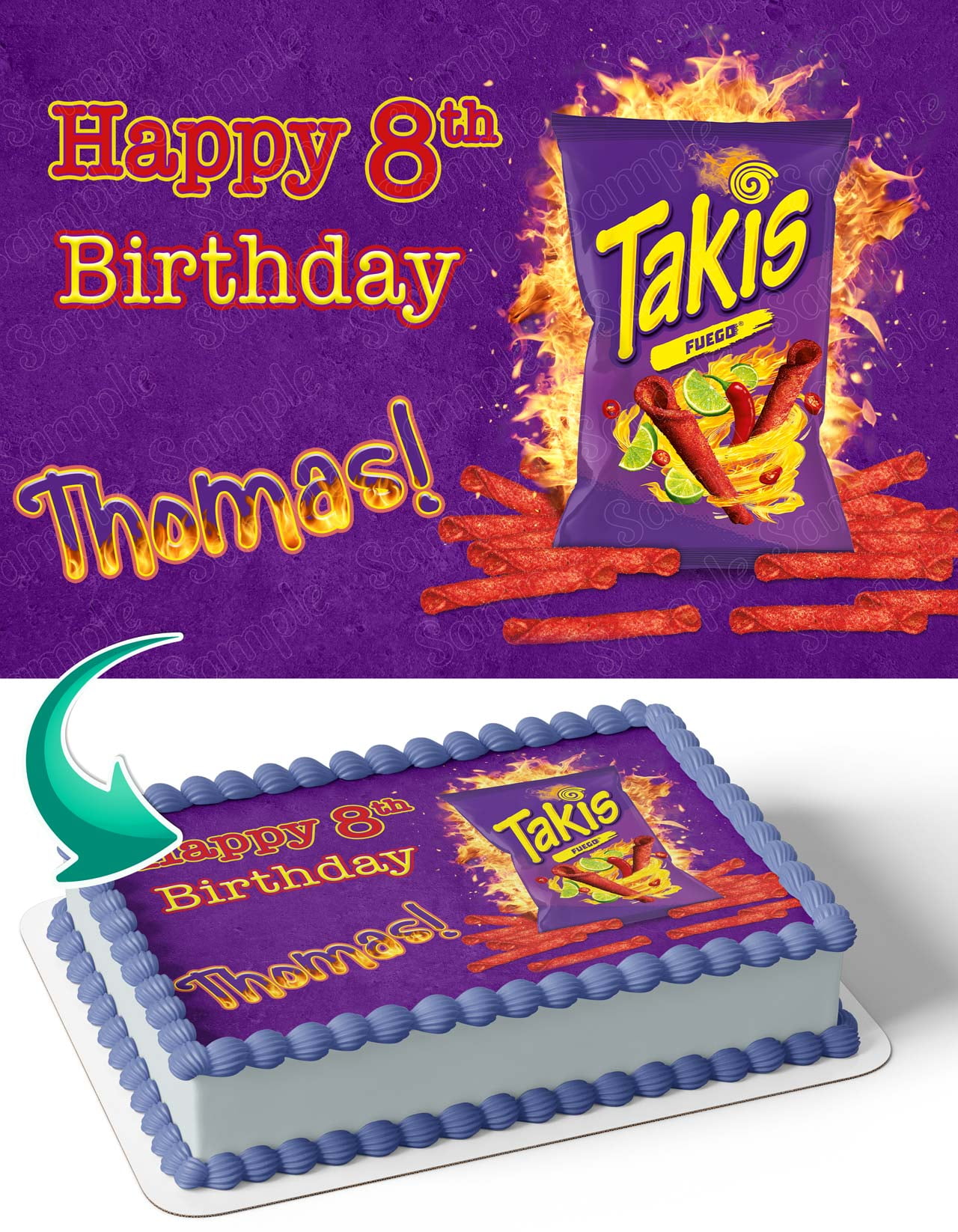 Takis Nachos Snack Edible Image Cake Topper Personalized Birthday Sheet ...