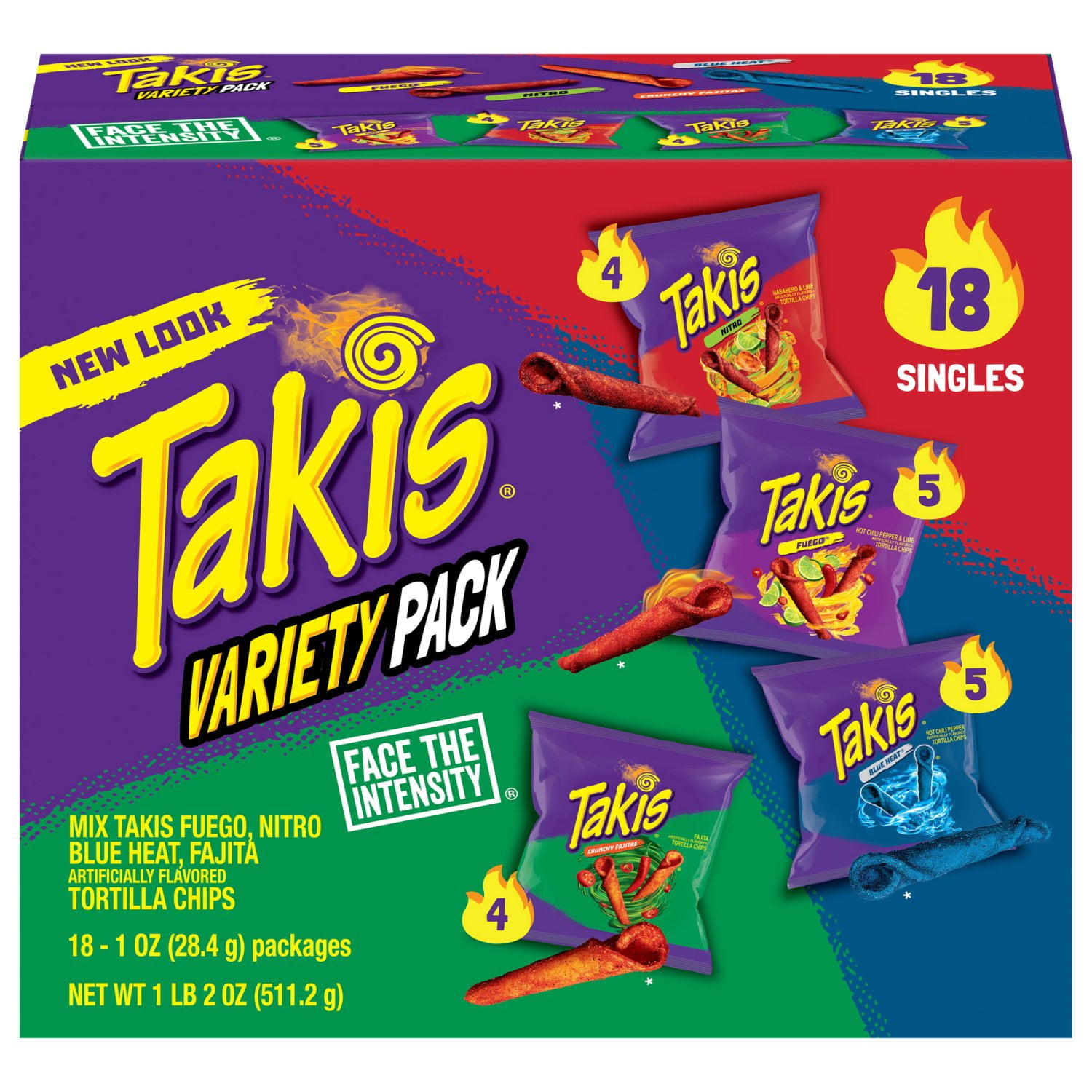 Takis Rolled Tortilla Chips Variety Pack - Fuego, Nitro, Blue Heat ...
