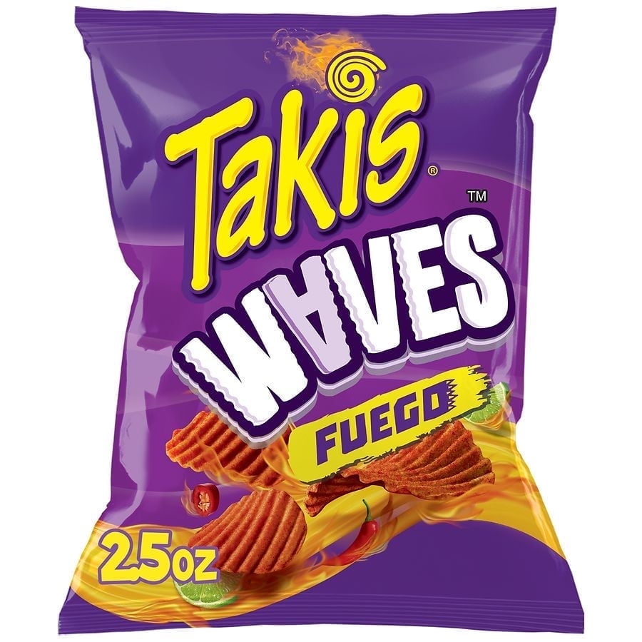 Takis Waves Fuego Potato Chips Hot Chili Pepper & Lime 2.5 Oz Pack of 2 ...