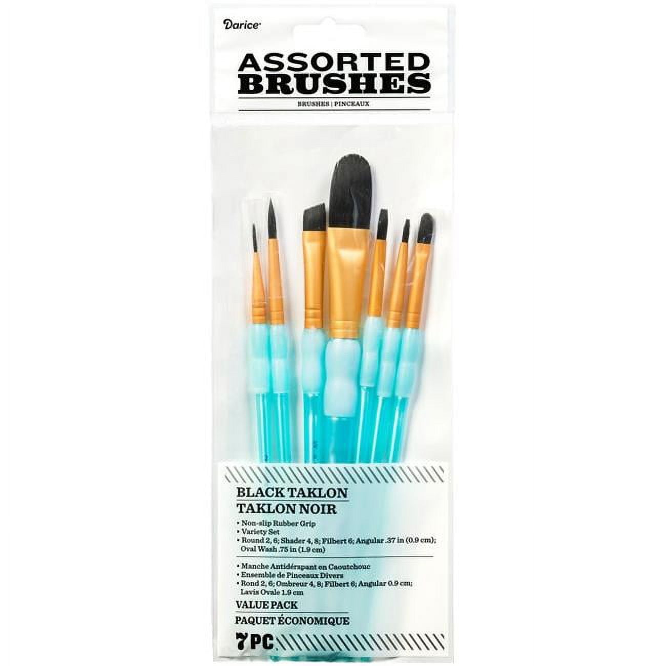 Taklon Paintbrush Set: Black, 7 pack - Walmart.com