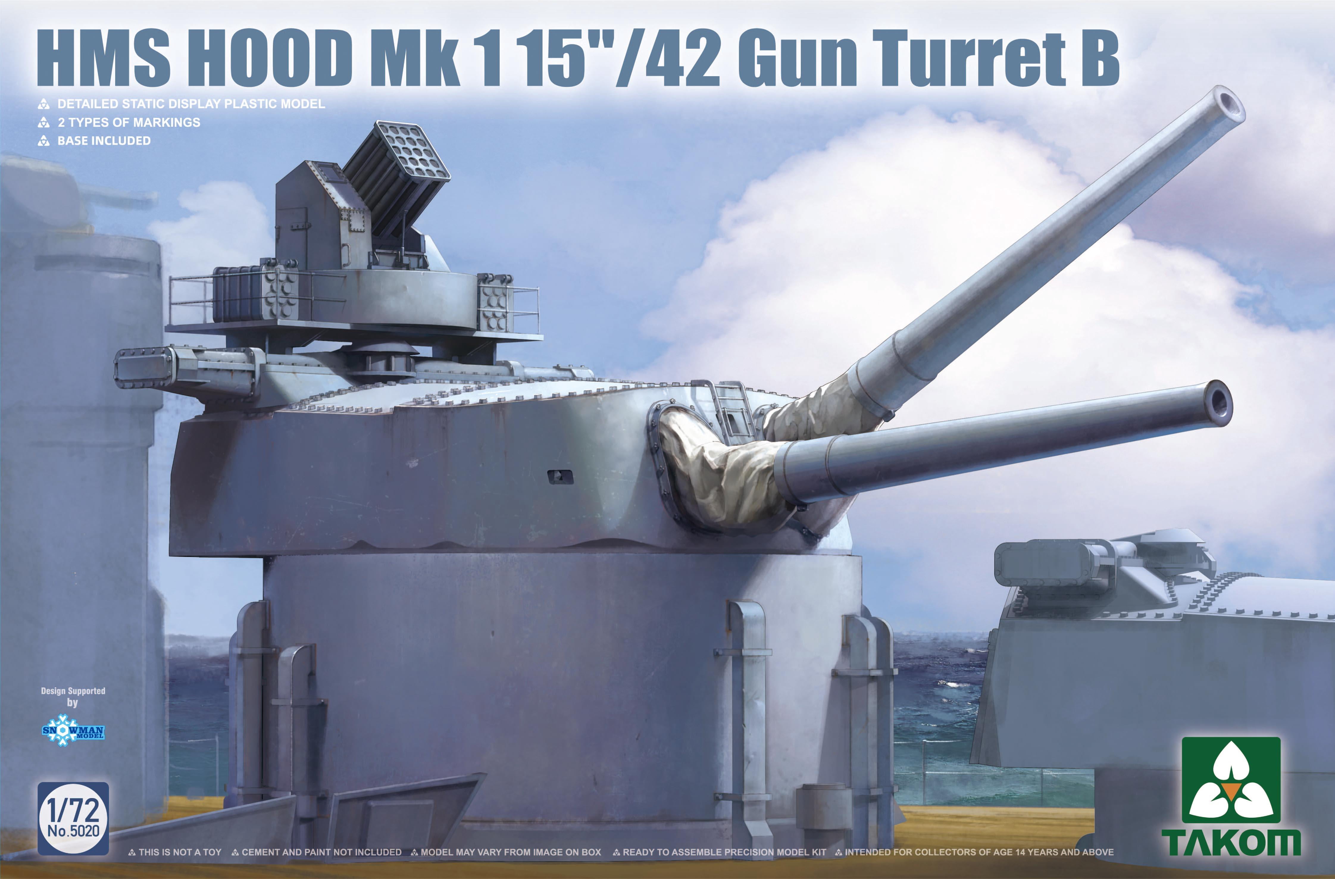Takom 5020 1/72 HMS HOOD Mk 1 15"/42 Gun Turret B Plastic Model Kit ...