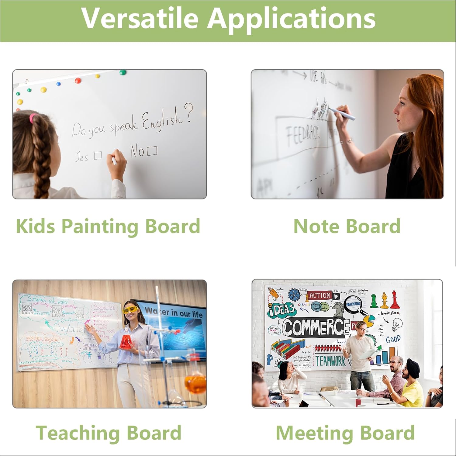 Takor Magnetic Whiteboard Paper, 48" x 71" Dry Erase Sheet, Self ...