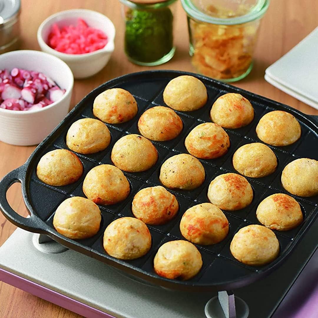 Takoyaki Pan Cast Iron Takoyaki Maker Skillet Griddle Japanese Octopus ...