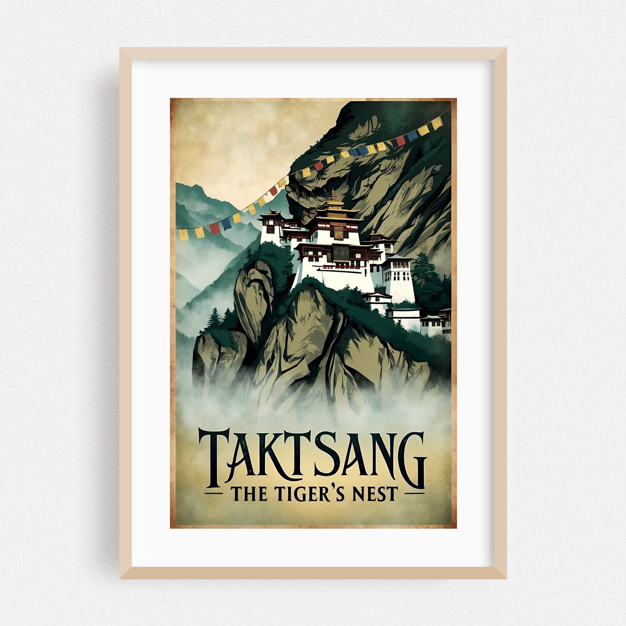 Taktsang Monastery Vintage Travel Poster – The Tiger’s Nest - Paro ...
