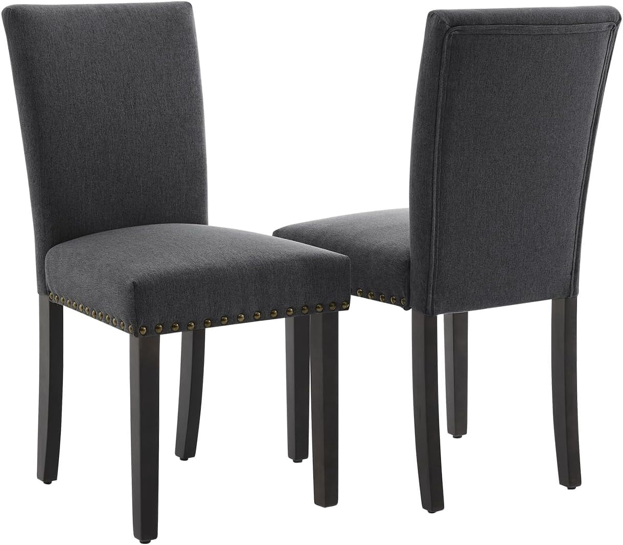 Takywep 2pcs Dark Gray Dining Chairs, Parsons Style Upholstered Accent ...