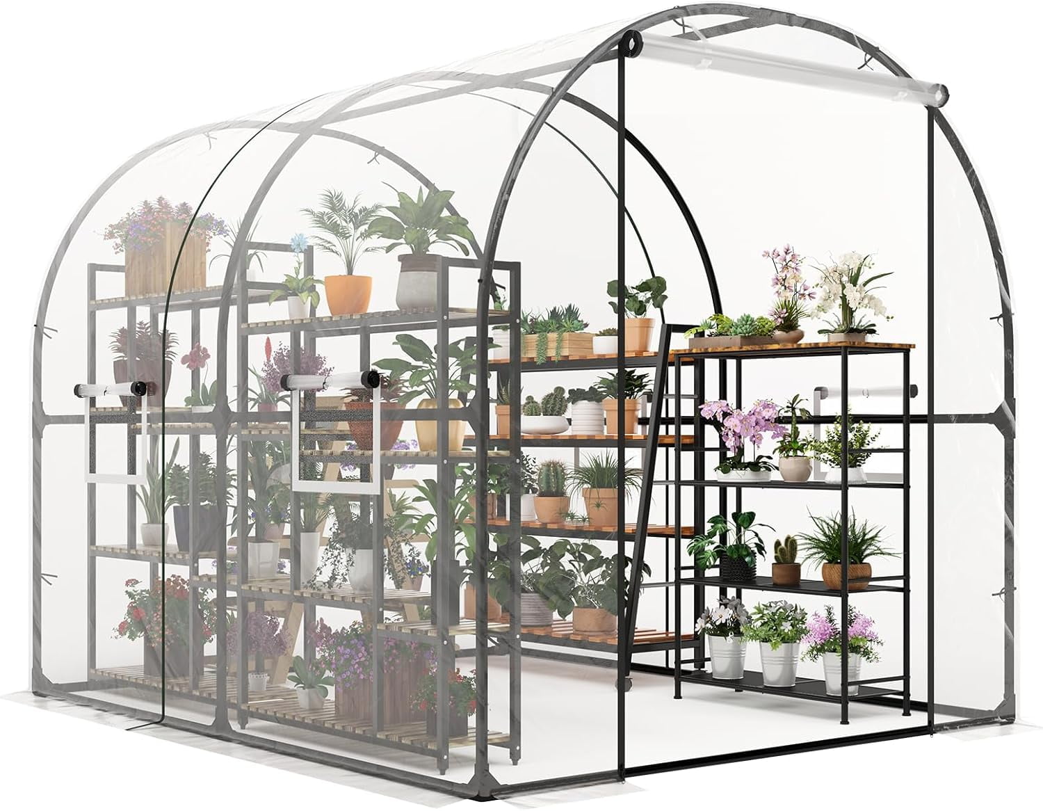 Takywep Greenhouses, Clear,Steel Frame Walk-In Greenhouse, Mesh Windows ...
