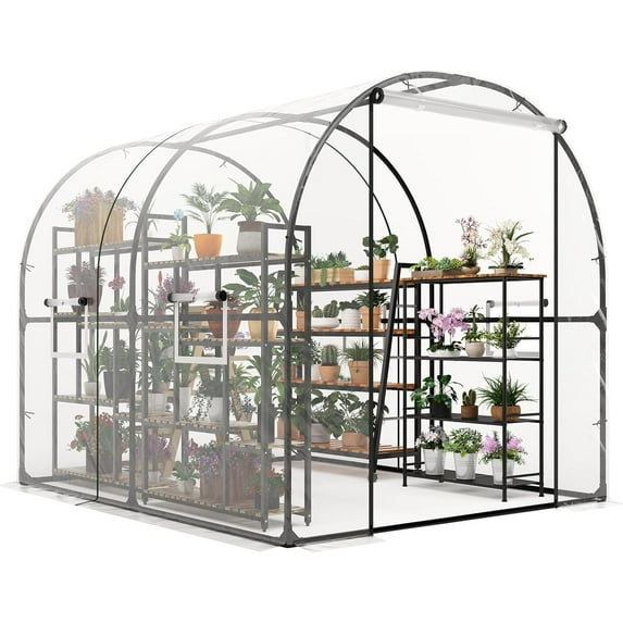 Takywep Greenhouses, Clear,Steel Frame Walk-In Greenhouse, Mesh Windows ...