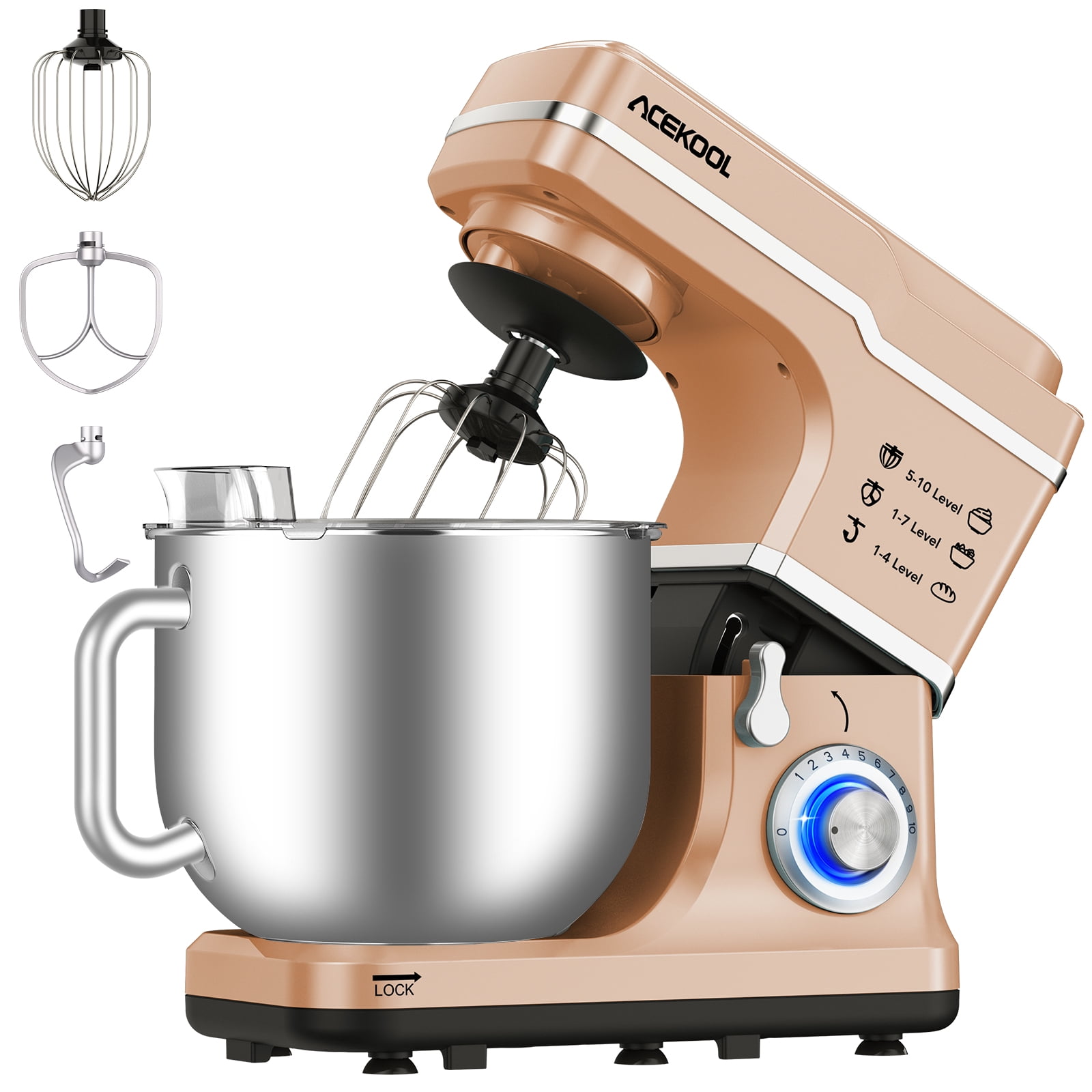 Takywep Stand Mixer - 7.5QT Bowl with Handle, 660W Motor, 10-Speed ...