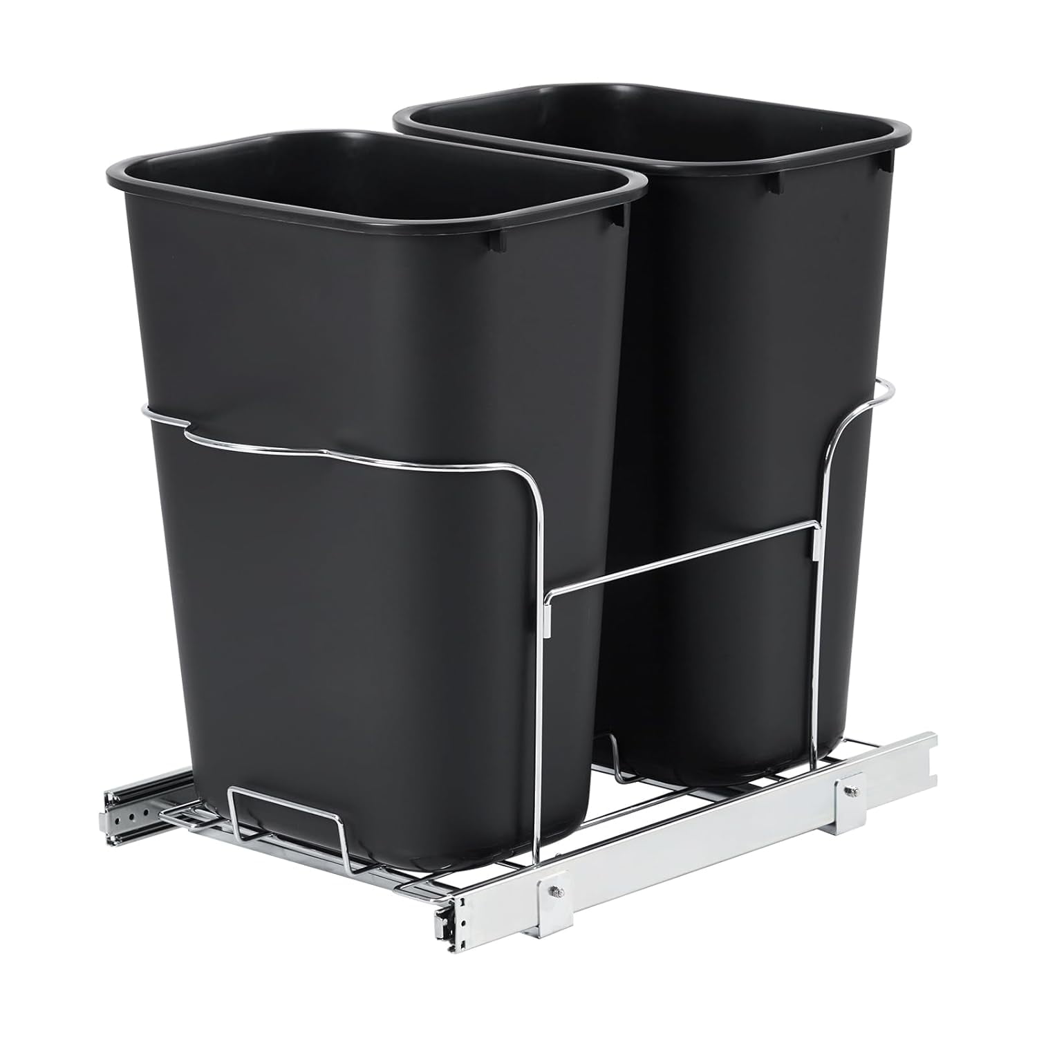 Takywep Trash Can, Black, 50QT, Dual Bin Pullout Under Cabinet Trash ...