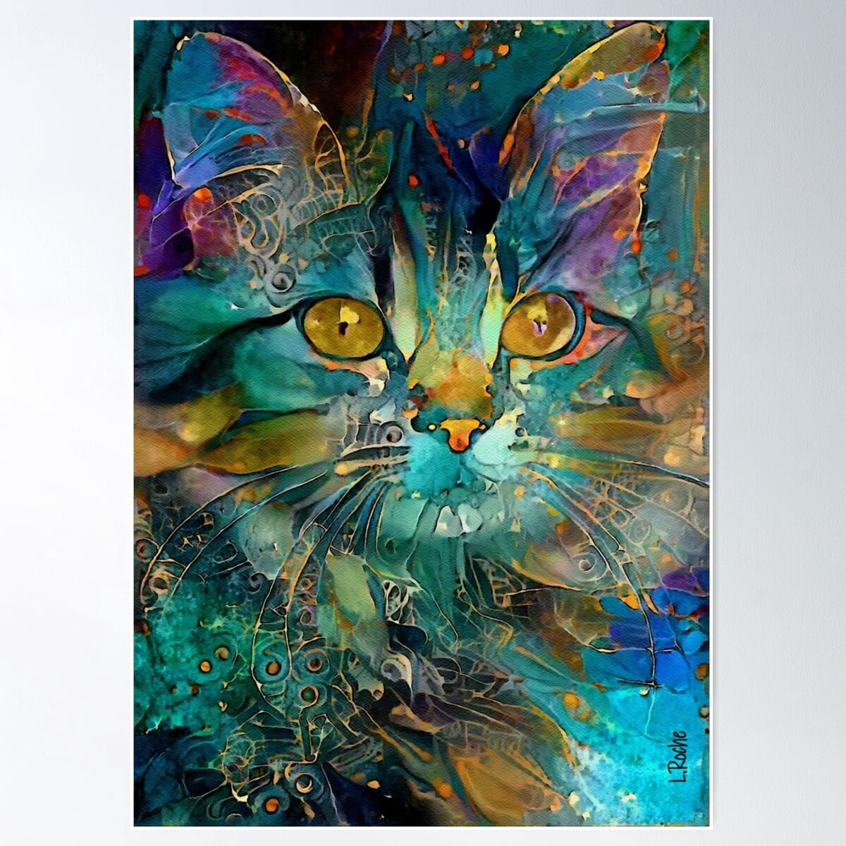 Tal, Cat, Gato, Chat, Kitten, Lea Roche Paintings Poster Wall Art ...