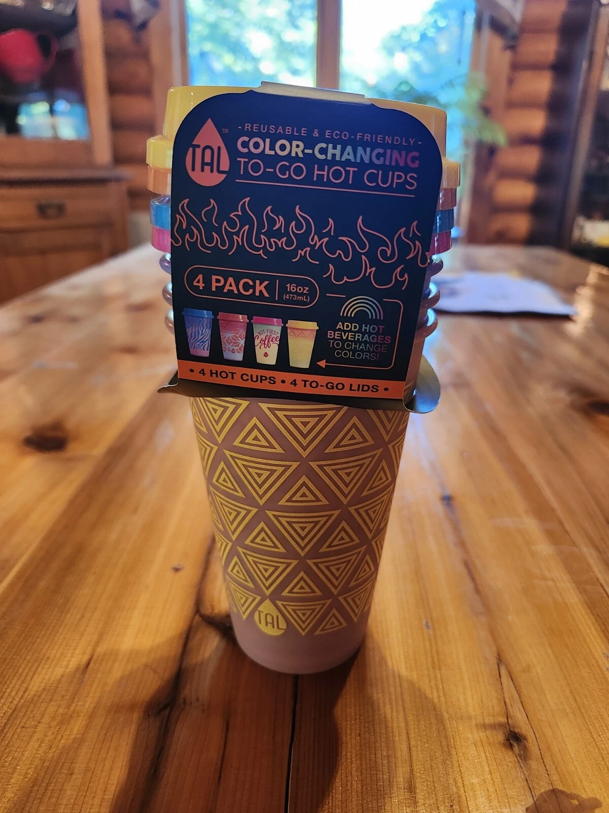 Tal Color Changing Hot Cups Reusable-Plastic- Set Of 4 W/ Lids, 16 Oz ...