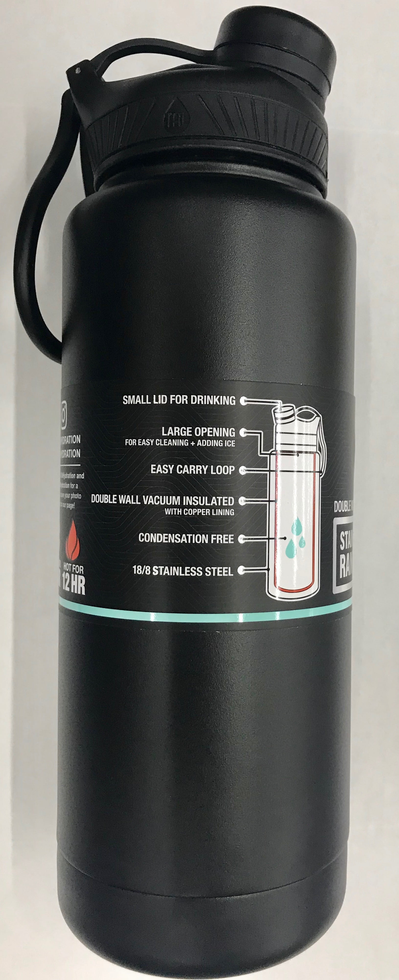 Tal Ranger Stainless Steel 40 Oz. Black Water Bottle - Walmart.com