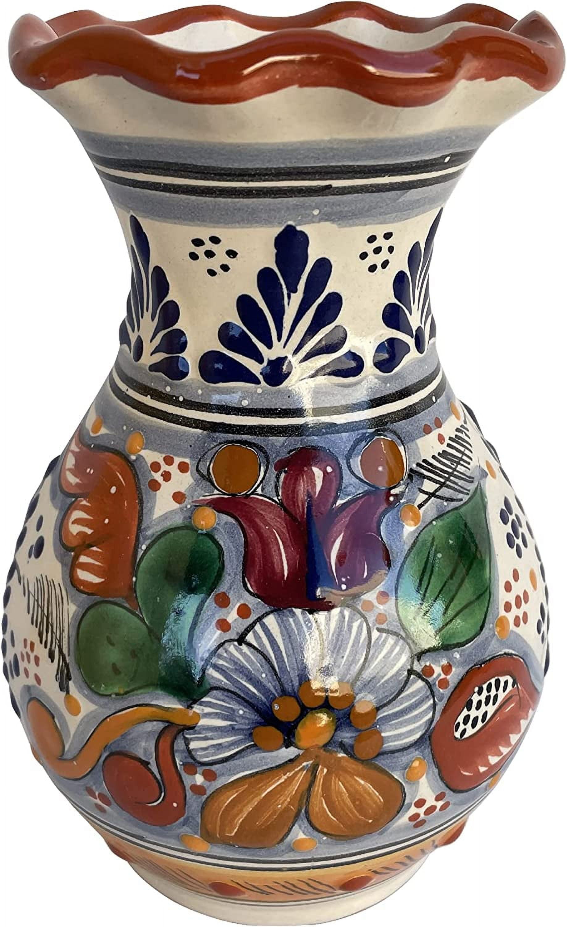 TalaMex Calpan Mexican Colors Talavera Flower Vase - Walmart.com