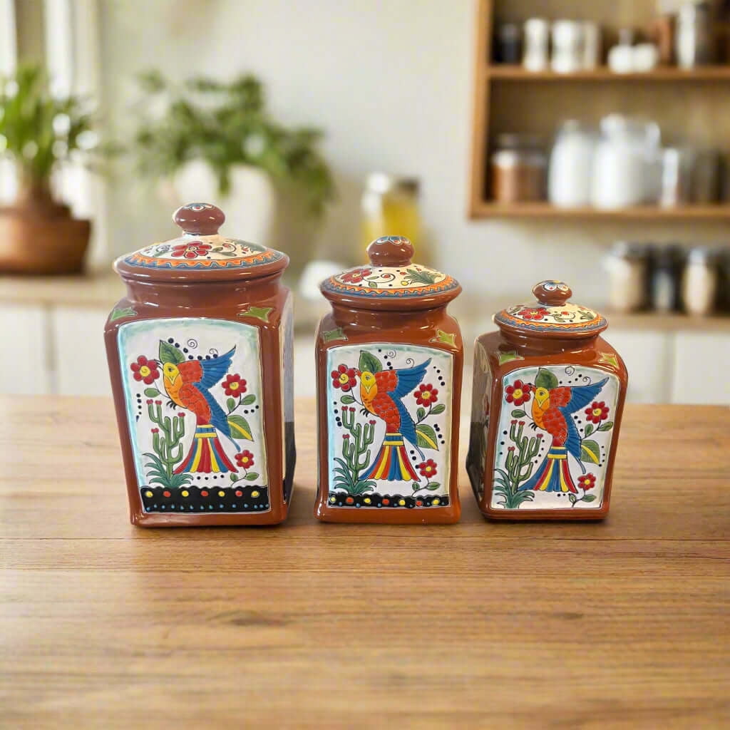 Talavera Bird Canister Set | Handmade Mexican Pottery - Walmart.com