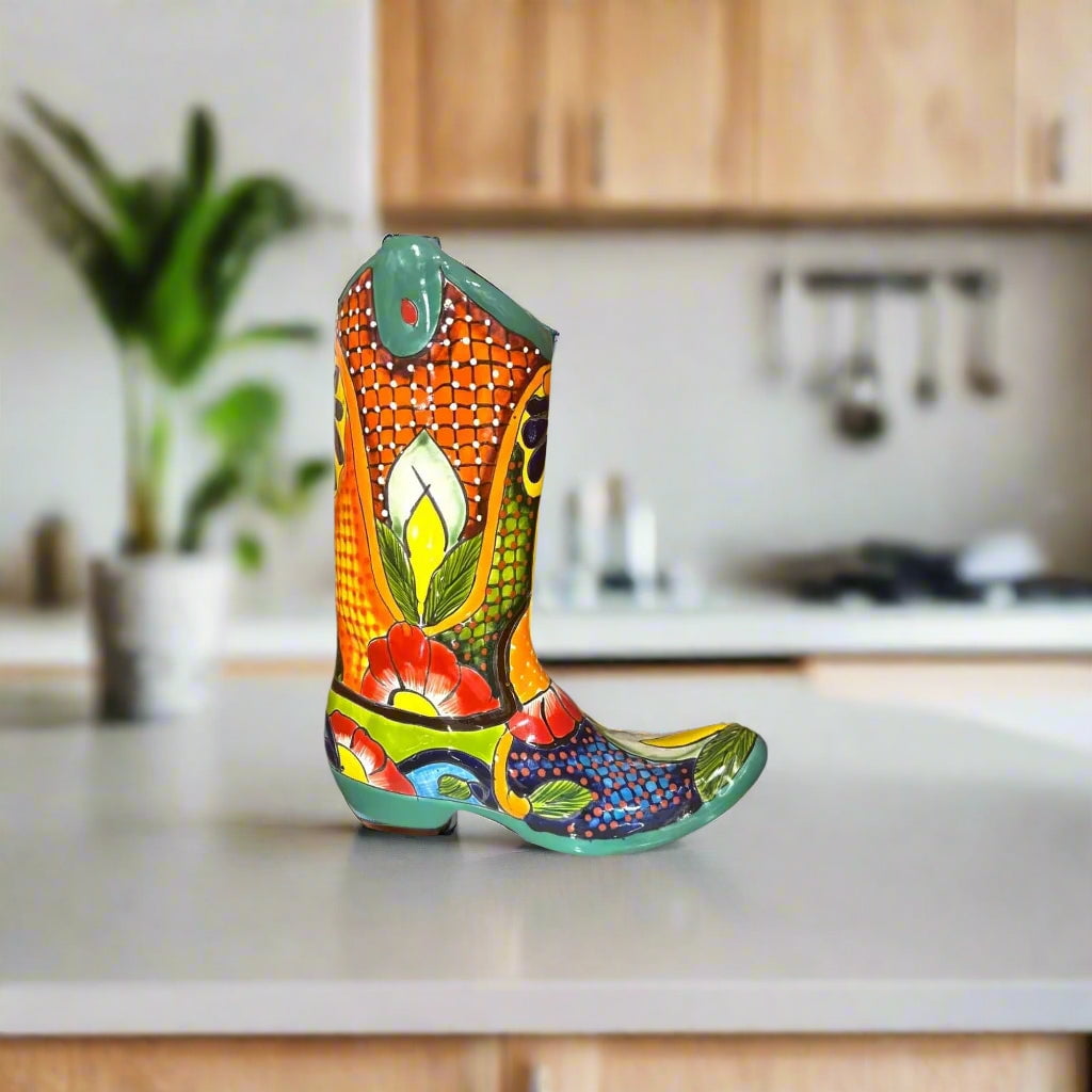 Talavera Boot Planter | Hand-Painted Mexican Flower Pot Art - Walmart.com
