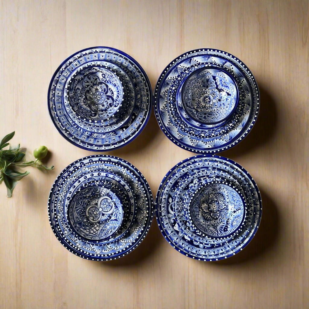 Talavera Dinnerware Set | 20-Piece Blue & White Tableware for 4 ...