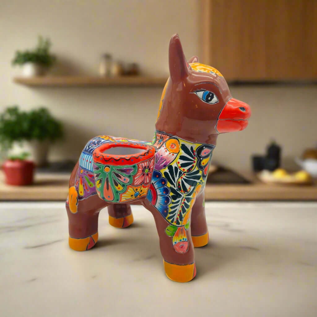 Talavera Donkey Planter | Mexican Ceramic Burro Pot - Walmart.com
