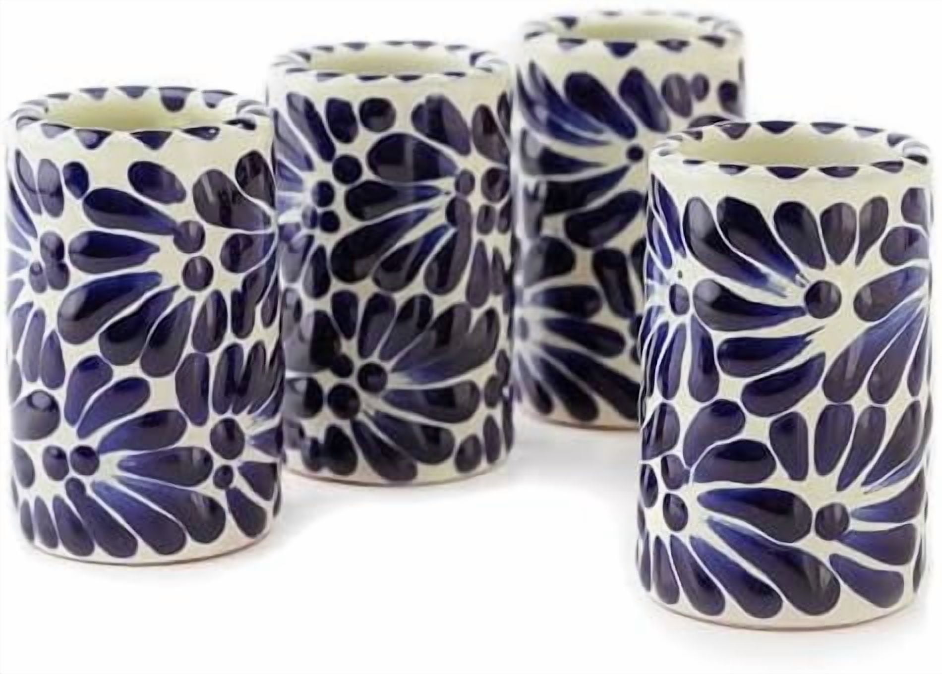 Talavera Mexican Hand-Painted Ceramic Shot Glasses Set of 4-2 Oz ...