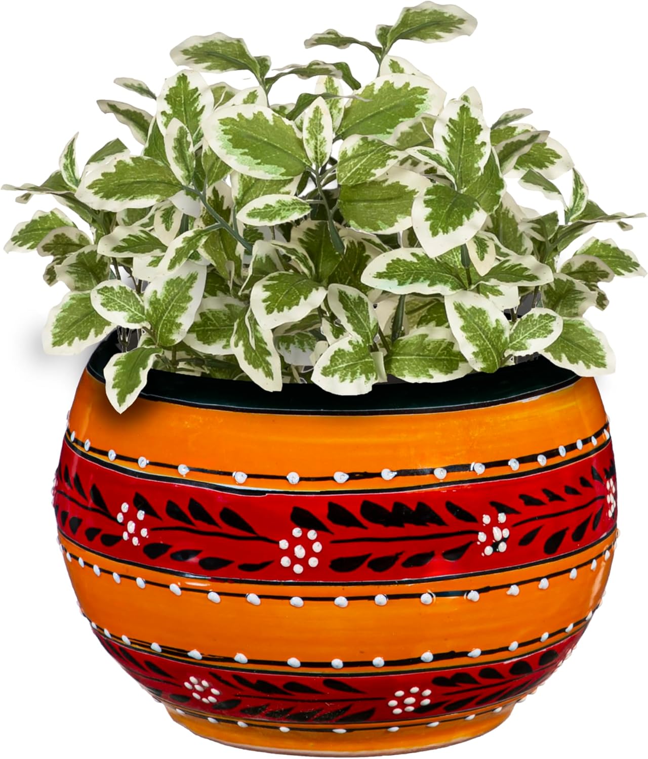 Talavera Mexican Pottery Ceramic 9 in. Stripped Orange Baul | Flower ...