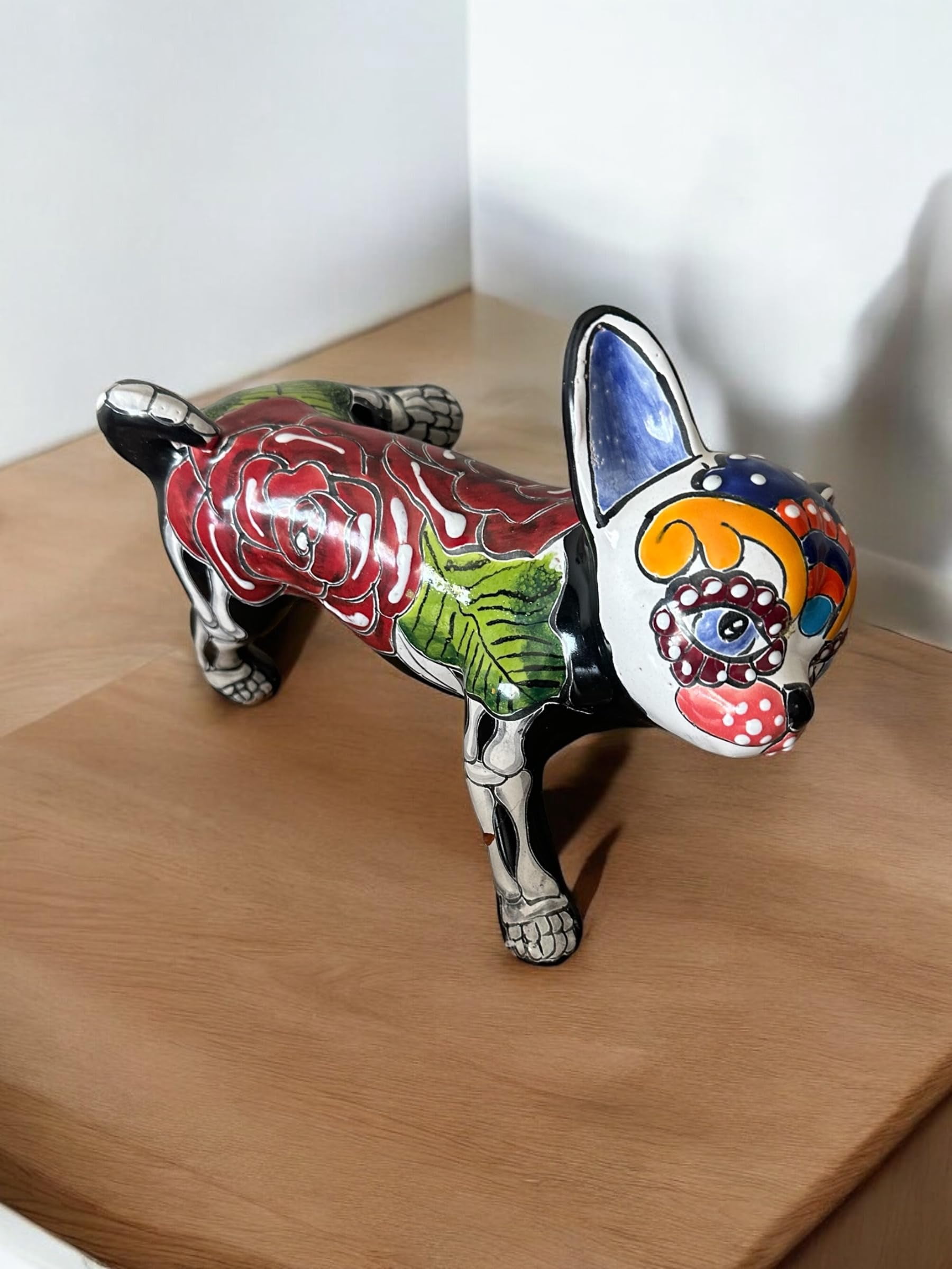 Talavera Mexican Pottery Chihuahua Statue, Day of the Dead Decor with ...