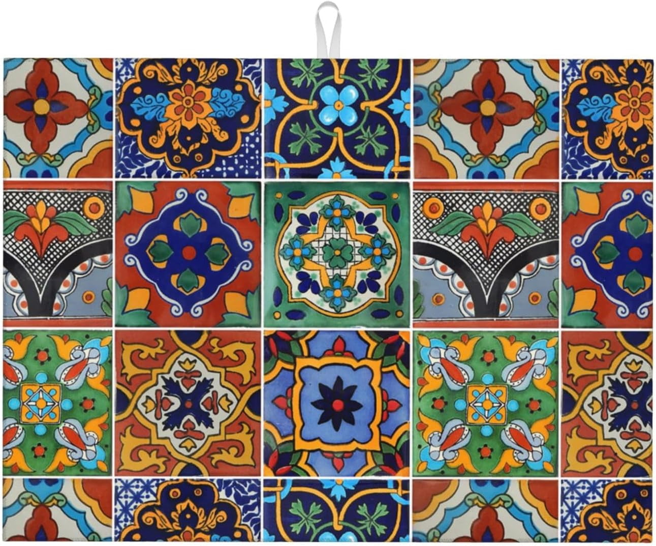 Talavera Mexican Tiles Dish Drying Mat For Kitchen Counter, Super ...