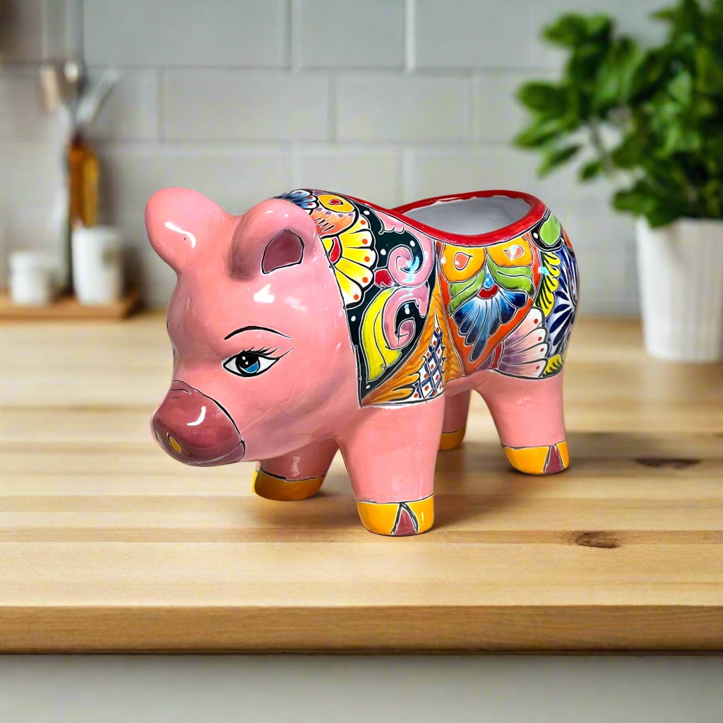 Talavera Pig Planter | Colorful Hand-Painted Mexican Pottery - Walmart.com