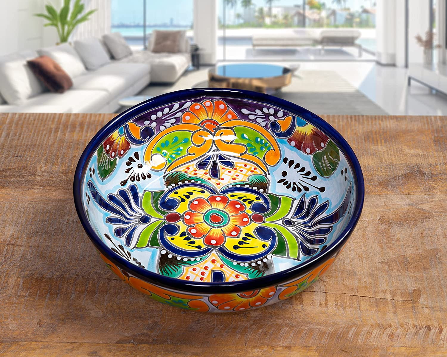 Talavera Pottery Large Serving Bowl, Handpainted Ceramic Pasta Bowl ...