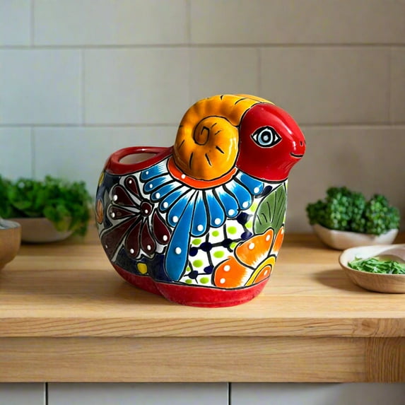 Talavera Ram Planter | Colorful Mexican Sheep Ceramic Pot - Walmart.com