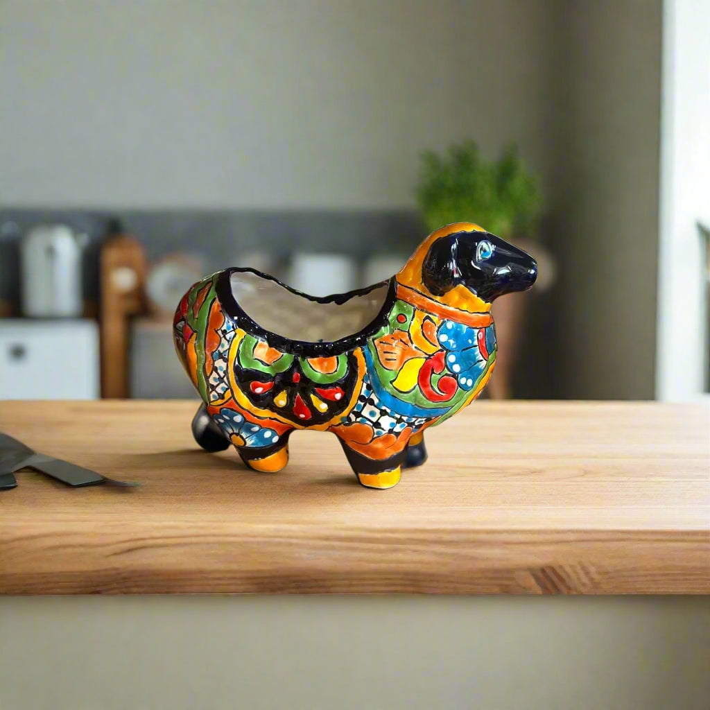Talavera Ram Planter | Hand-Painted Mexican Ceramic Sheep Pot - Walmart.com