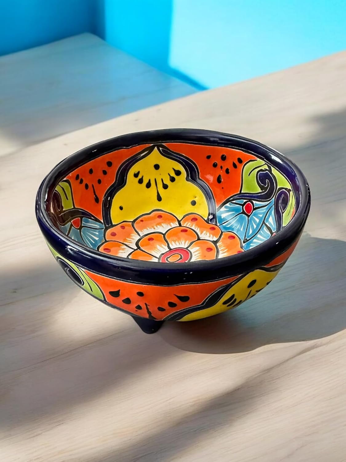 Talavera Salsa Bowls – Handmade Mexican Pottery Mocajete with 3 Peg ...