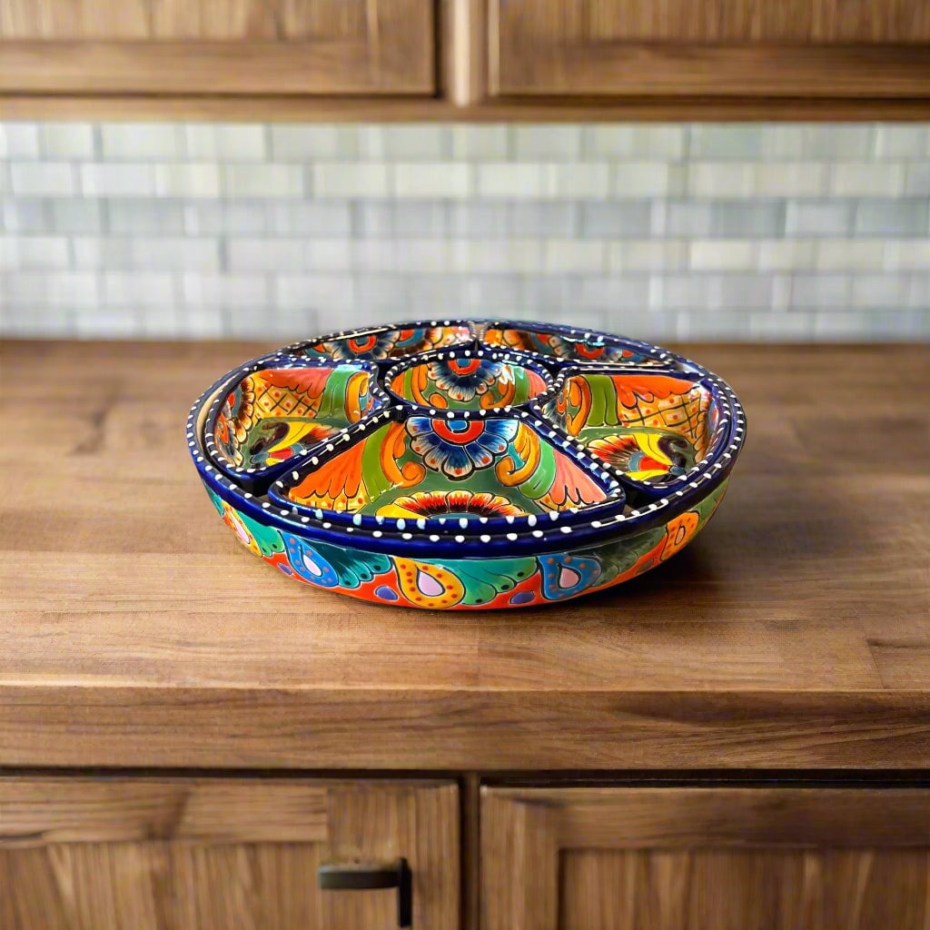 Talavera Sectional Appetizer Tray | Mexican Hand-Painted Pottery ...