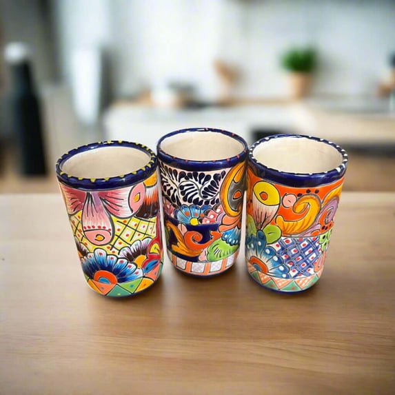 Talavera Tumbler Cup | Hand-Painted Mexican Ceramic Glass (Setof6 ...