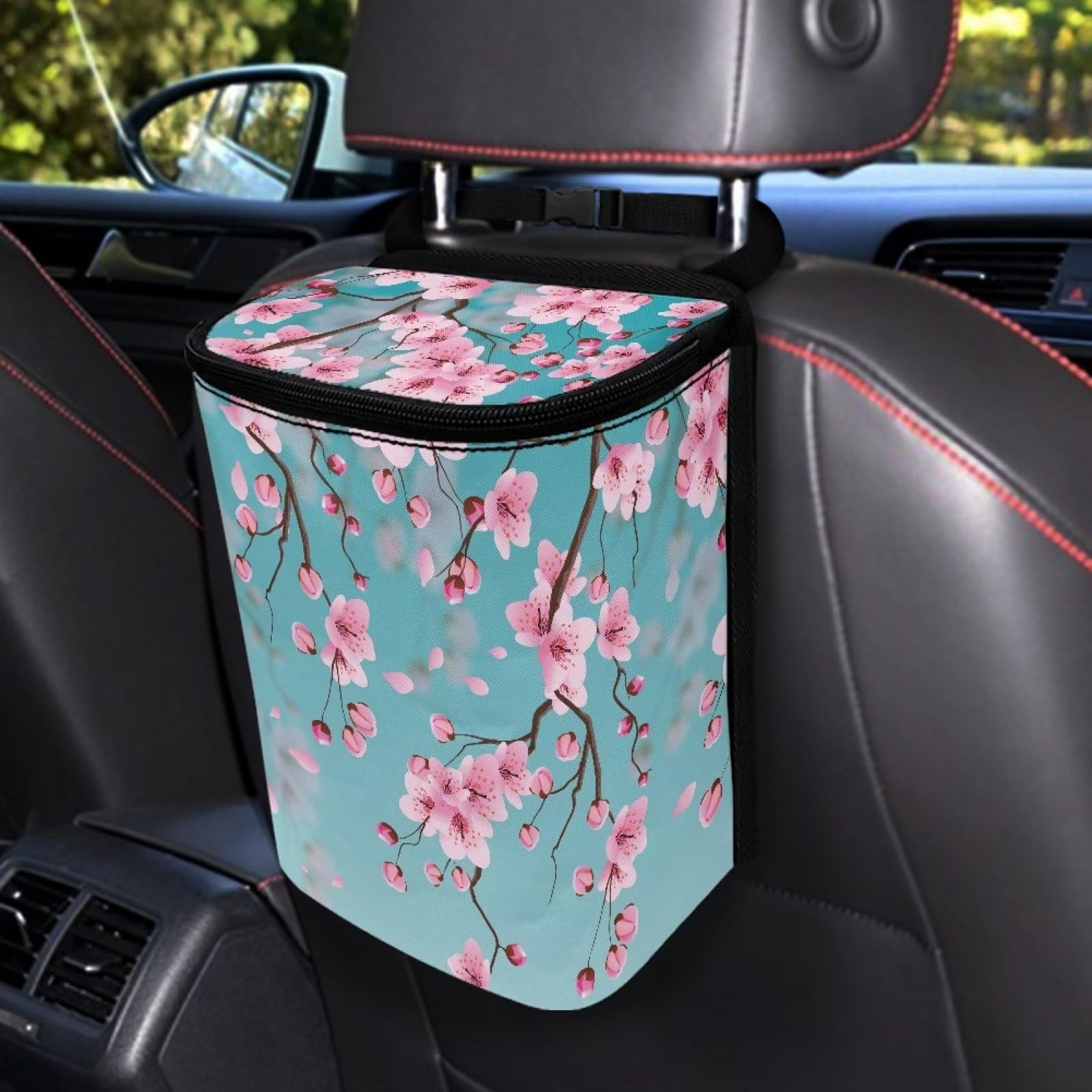 Talayituse Cherry Blossom Print Car Trash Can Accessories Organizer ...