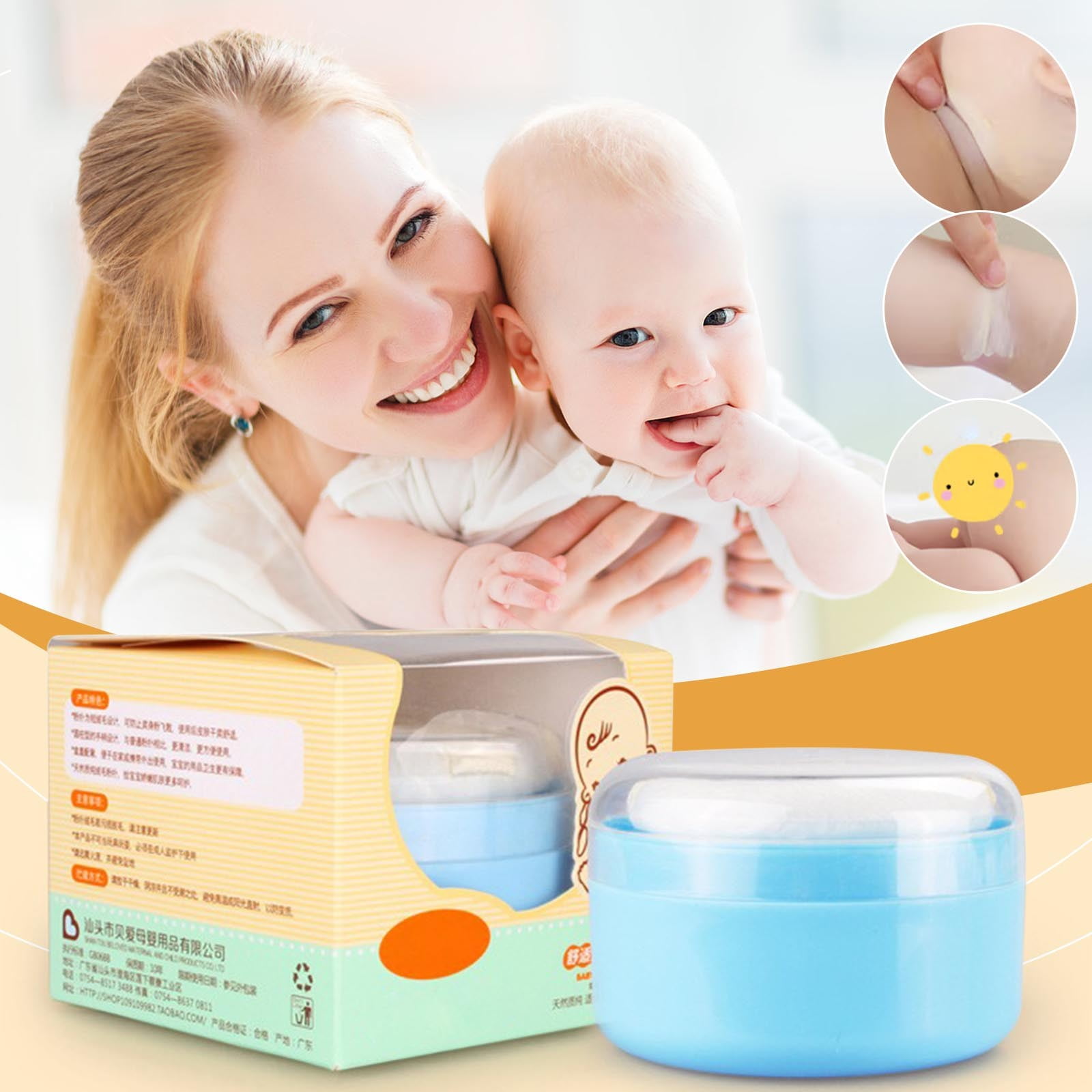 Talcum Powder Puff Box with Applicator, Portable Body Powder Puff and ...