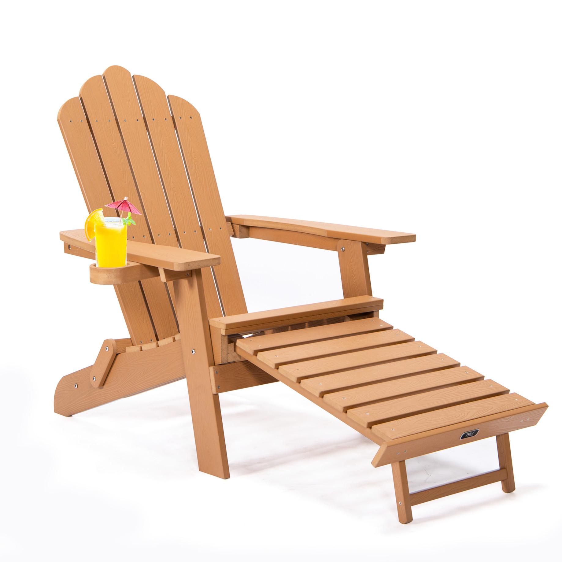 Tale Chair With Retractable Footrest And Cup Holder, , Brown For Garden ...