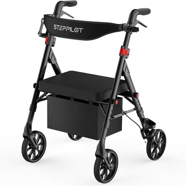 MAXWALK Rollator Walker for Tall Seniors, 12'' All Terrain Big Rubber ...